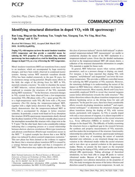 Pdf Identifying Structural Distortion In Doped Vo2 With Ir Spectroscopy Dokumentips