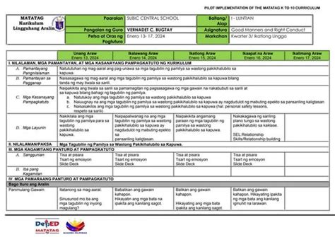 Gmrc Quarter 1 Week 1 Matatag Curriculum Docx