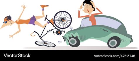 Bike Accident Collisions With Car Royalty Free Vector