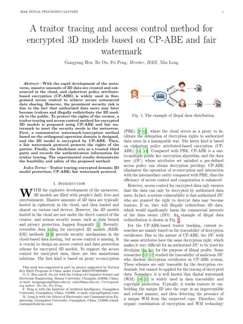 a traitor tracing and access control method for encrypted 3d models