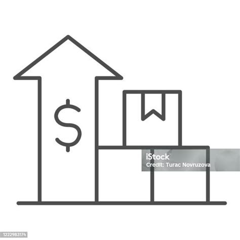 위쪽 화살표와 달러 얇은 라인 아이콘 배달 및 물류 기호 배달 금융 그래프 차트 벡터 기호 흰색 배경 물류 유통 소득 성장 아이콘 개요 상자 10에 대한 스톡 벡터 아트 및