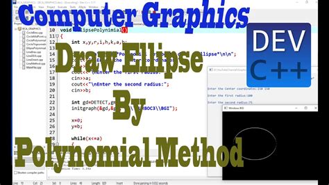 program in c to draw an ellipse using polynomial method youtube