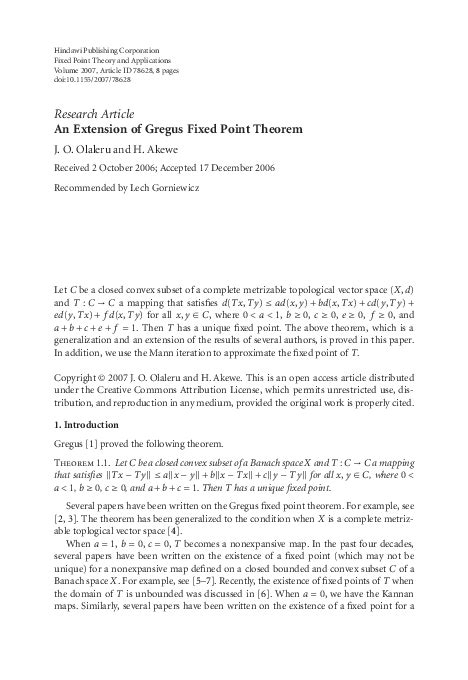 Pdf An Extension Of Gregus Fixed Point Theorem