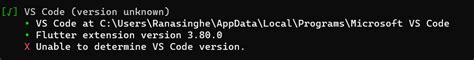 Unable To Determine VS Code Version Flutter Doctor V Stack Overflow