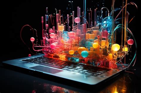 Premium Photo Artistic Coding On A Modern Laptop