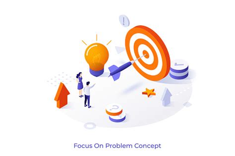 다트판에서 다트를 보고 있는 사람들과 함께 하는 개념적 템플릿입니다 해결책을 찾기 위해 문제에 초점을 맞추고 성공적인 비즈니스