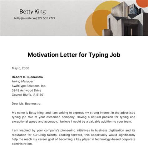 Free Motivation Letter For Typing Job Edit Online And Download