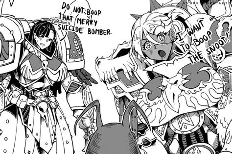 Las Primarcas Vulkan Y Corvus Corax Apreciando Un Adorable Squig