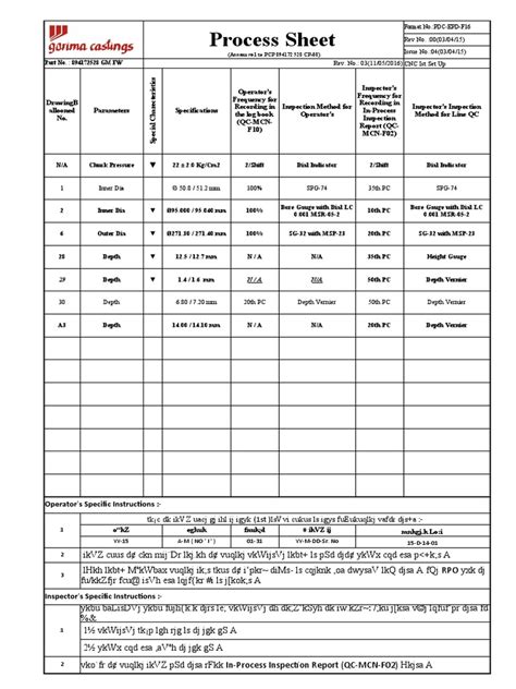 Gm Process Sheet Pdf Measuring Instrument Metrology