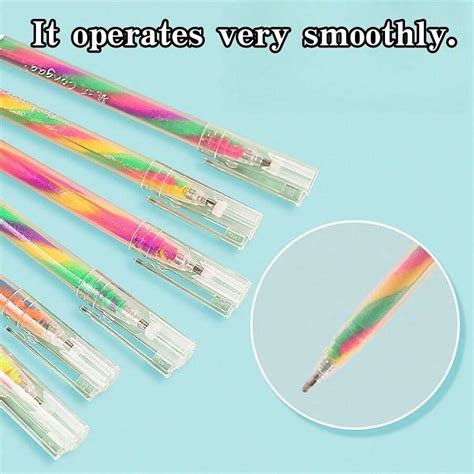 6 Colors Shiny Gel Pens 12pcs Fine Tip Rainbow Gradient Markers