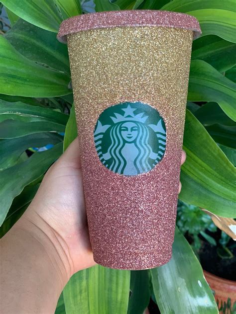 Gold And Rose Gold Starbucks Cold Cup Customized Reusable Etsy