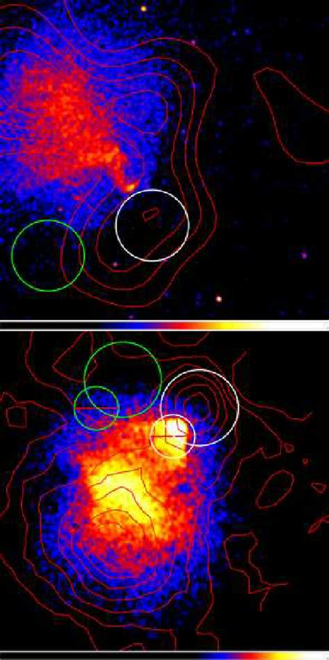 The X Ray Image Of Abell 520 Above And The Bullet Cluster Below