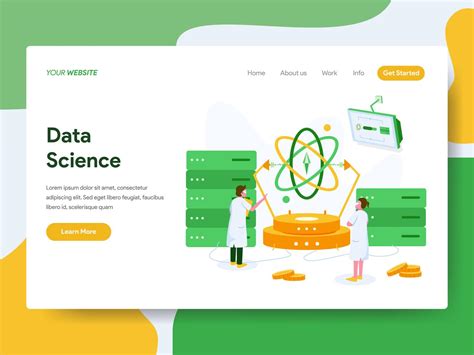 Landing Page Template Of Data Science Illustration Concept Modern Flat