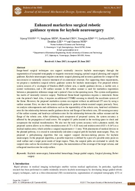 Pdf Enhanced Markerless Surgical Robotic Guidance System For Keyhole Neurosurgery