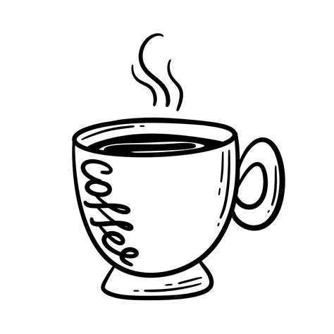 Premium Vector Cute Hot Coffee Cup Vector Doodle Hand Drawn Line
