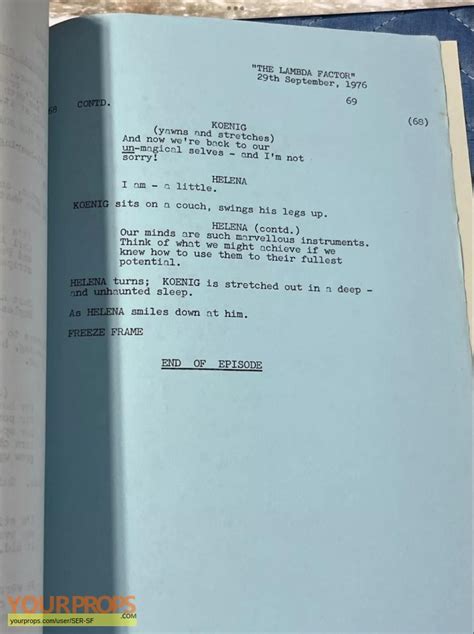 Space 1999 Tv 1975 Lambda Factor Script Signed By Barbara Bain Original