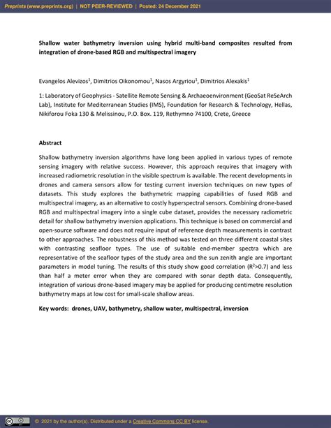 pdf shallow water bathymetry inversion using hybrid multi band
