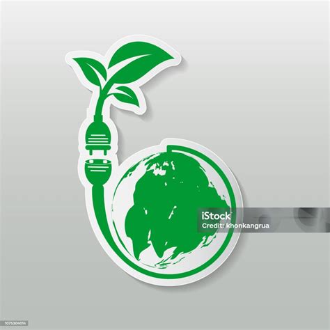 전원 플러그 녹색 생태 상징 또는 로고 벡터 일러스트 레이 션 0명에 대한 스톡 벡터 아트 및 기타 이미지 0명 개념