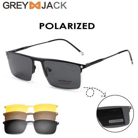 Jual Grey Jack Frame Kacamata Clip On Bahan Metal Kotak Simple Free 3