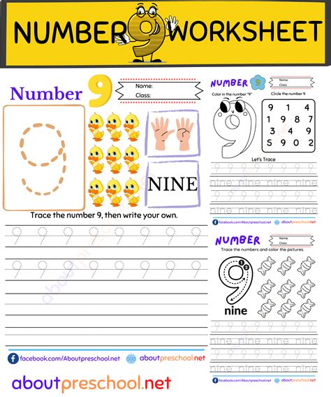 Free Number 9 Worksheet For Preschool About Preschool