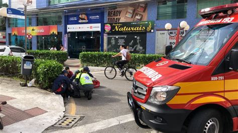 Motociclista Fica Ferida Em Acidente Na Avenida Central Em Balneário