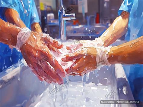 Ai创作图外科洗手图 外科手消毒 外科洗手 卫生要求外科手消毒 洗手插画 帮助hospital 洗手过程插画 手消毒洗手步骤 手部受伤换药消毒