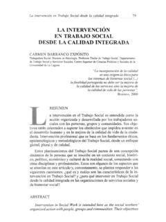 LA INTERVENCIÓN EN TRABAJO SOCIAL DESDE LA CALIDAD la intervenci