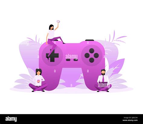 Flat Joystick People For Computer Game Design Flat Vector Illustration