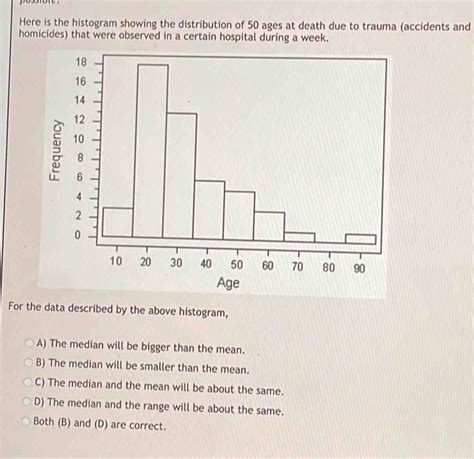 Possibre Here Is The Histogram Showing The Distribution Of 50 Ages At