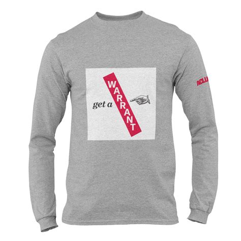 Get A Warrant Long Sleeve Tee Heather Grey Aclu