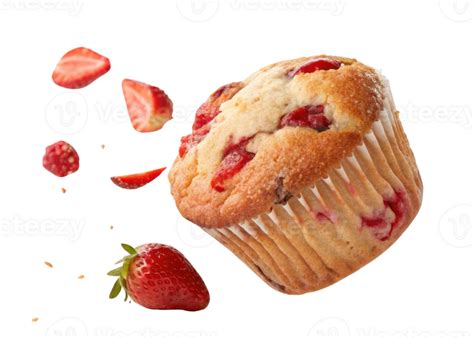 Delicious Muffin With Fresh Strawberries Bursting With Flavor And