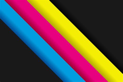 현대 재료 벡터 일러스트 레이 션 Cmyk 색상과 겹쳐진 빈 어두운 검은 색 추상 와이드 스크린 배경 디자인 Cmyk에 대한