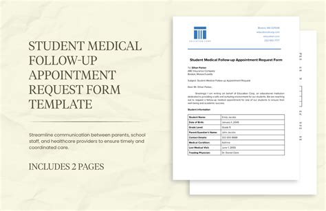 Student Medical Follow Up Appointment Request Form Template In Word