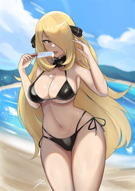Rule 34 1girls Artist Name Beach Bikini Black Bikini Blonde Hair