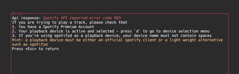 Keep Receiving API Error Issue Rigellute Spotify Tui GitHub