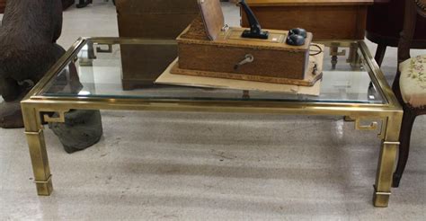 Lot Glass Top Brass Coffee Table