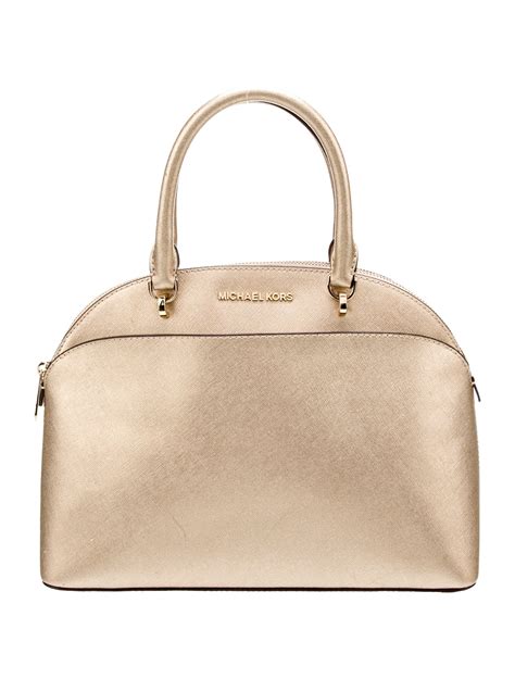 Michael Michael Kors GOld Tone Leather Handle Bag Gold Handle Bags Handbags WM The