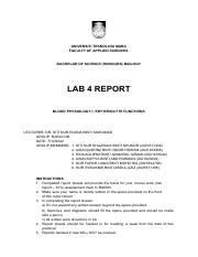 Lab Report 4 Bio560 Pdf UNIVERSITI TEKNOLOGI MARA FACULTY OF APPLIED SCIENCES BACHELOR OF