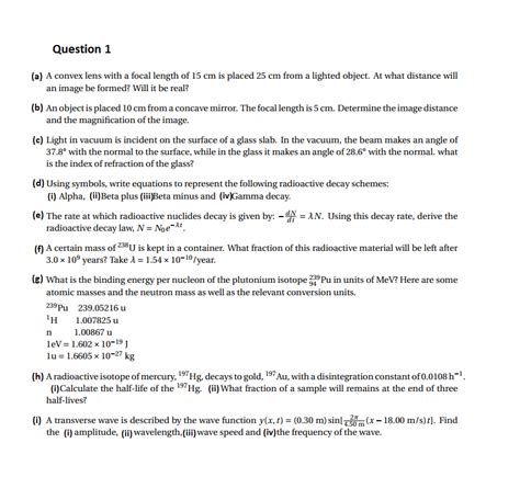Solved Question A A Convex Lens With A Focal Length Of Chegg