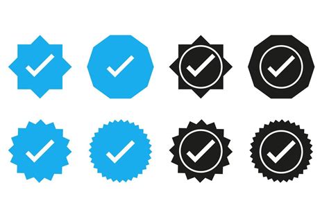 Set Of Profile Verification Check Marks Icons Vector Illustration In