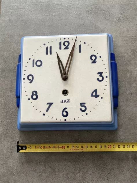 Pendule Murale Clef Jaz Faïence Ancien 1950s Retro Vintage Non Revisé