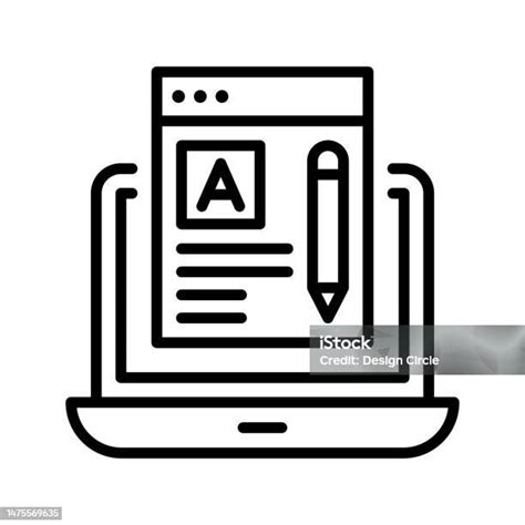 Vektor Penulisan Artikel Diisi Garis Besar Ilustrasi Desain Ikon Simbol