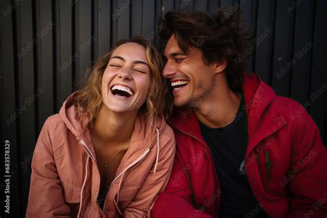 Attractive Stylish Young Couple Love Each Other And Joyfully Spends