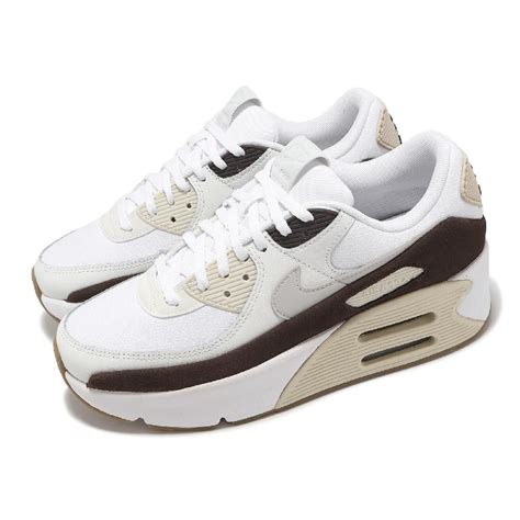 Nike 耐吉 休閒鞋 Air Max 90 Lv8 女鞋 白 棕 氣墊 拼接 厚底 增高 運動鞋 Fd4328 102 Pchome 24h購物