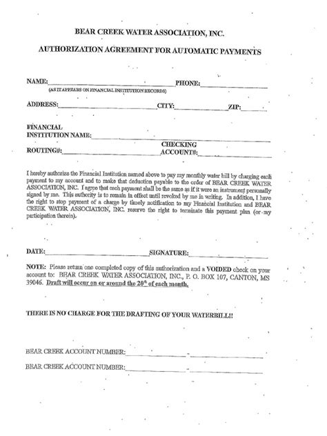 Bank Draft Authorization Form Pdf