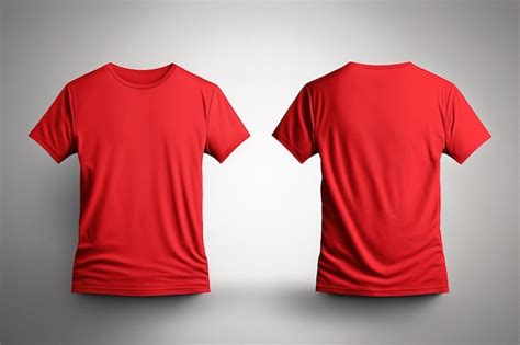 Photo Realistic Male Red Tshirts With Copy Space Front And Back View