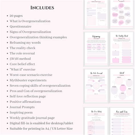 Overgeneralization Worksheets Cbt Workbook And Journal Prompts To Break