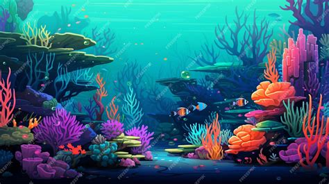 Premium Ai Image Pixel Art Landscape A Pixel Art Coral Reef Teeming