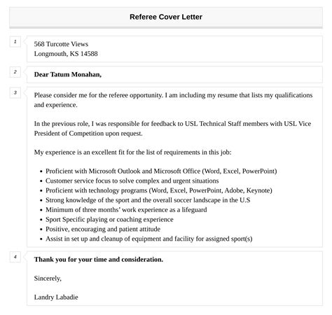 Referee Cover Letter Velvet Jobs