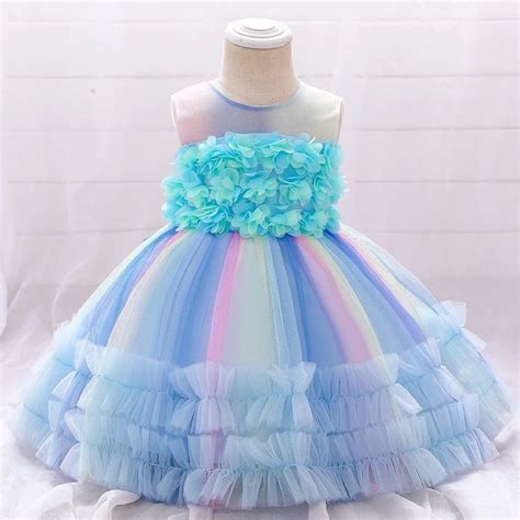 Rainbow Flower Girl Dress For Wedding Party